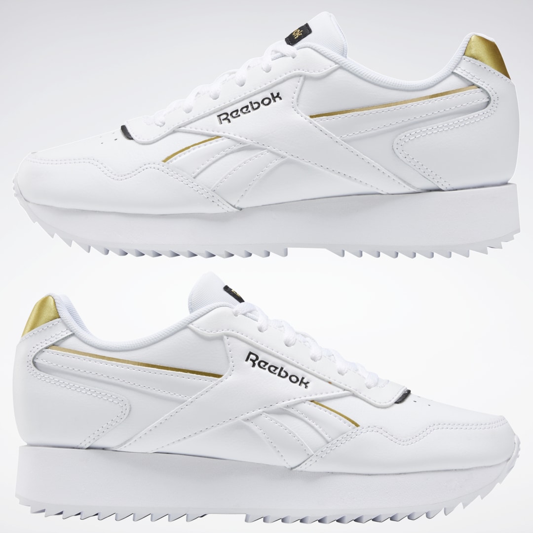 Reebok Royal Glide Ripple Double Shoes White / Black / Gold Metallic ...