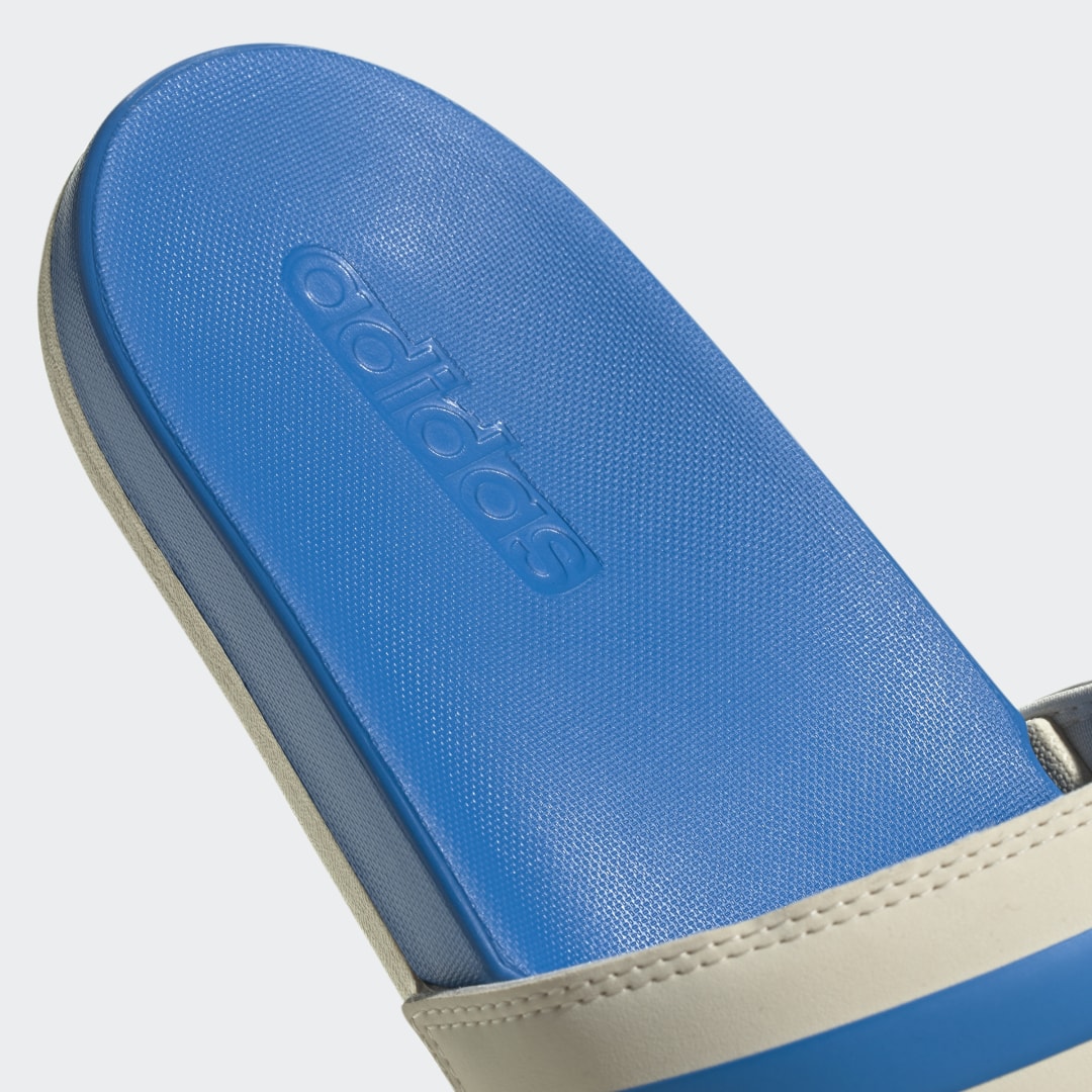 Adidas Adilette Comfort Slides Wonder White / Blue Rush / Gold Metallic ...