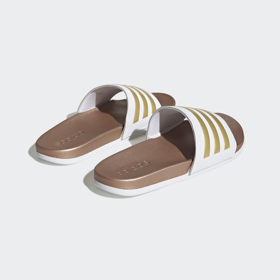 Adidas Adilette Comfort Slides Cloud White / Cloud White / Matte Gold ...