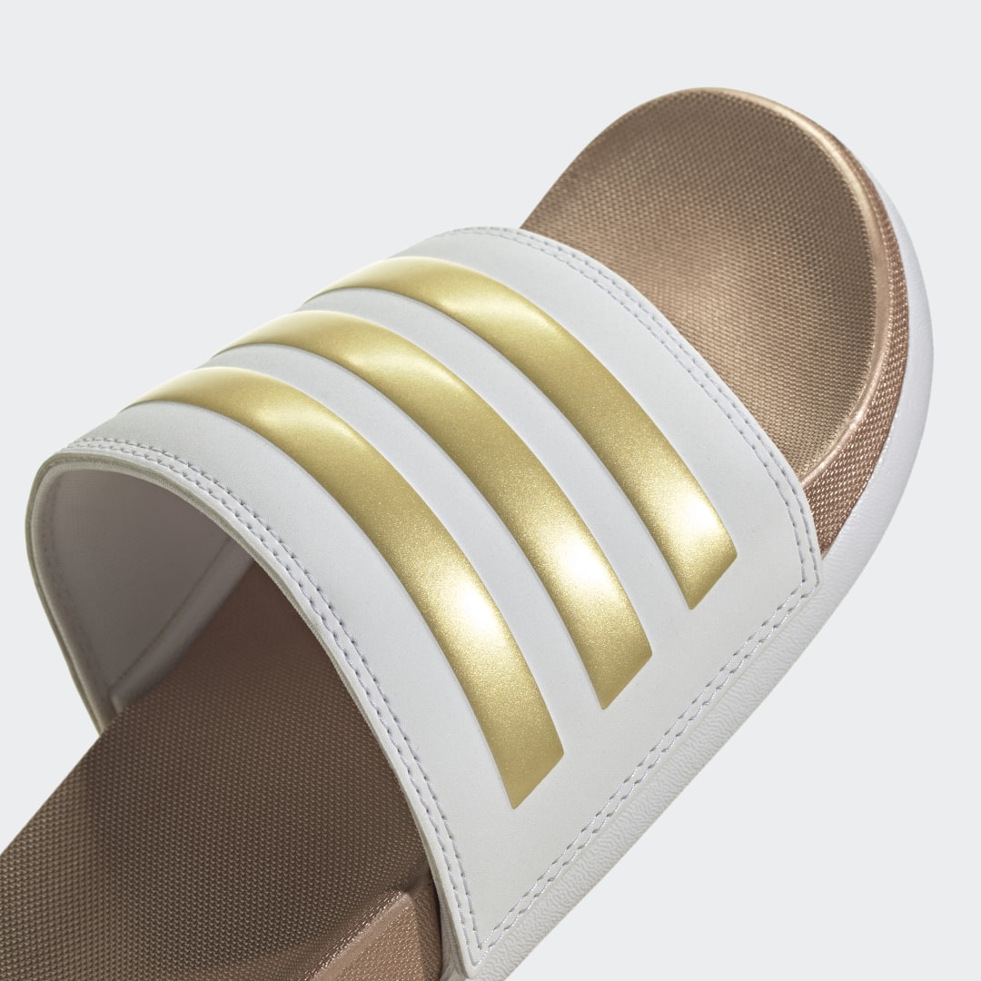 Adidas Adilette Comfort Slides Cloud White / Cloud White / Matte Gold ...